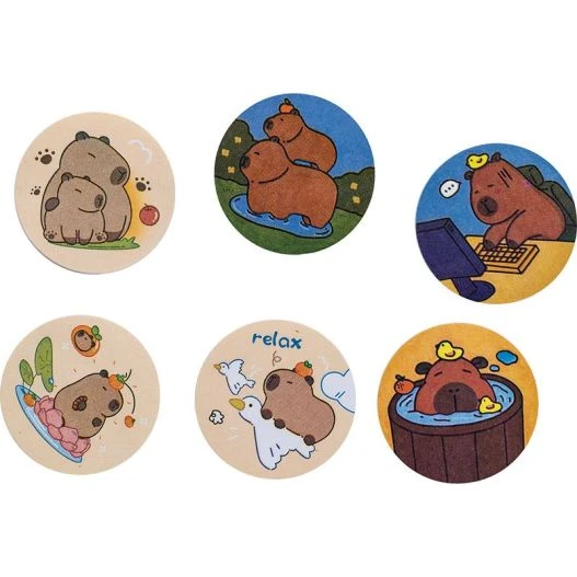 Sticker autoadeziv hartie,45x45mm ,50foi CAPYBARA | Libraria Dorinta