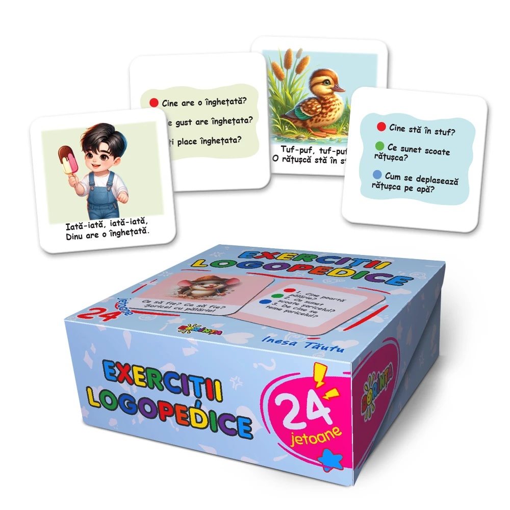 Exerciții logopedice – Set 24 jetoane pentru stimularea limbajului la ...